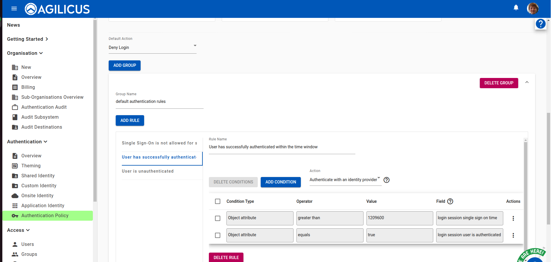 Authentication Rules - Agilicus