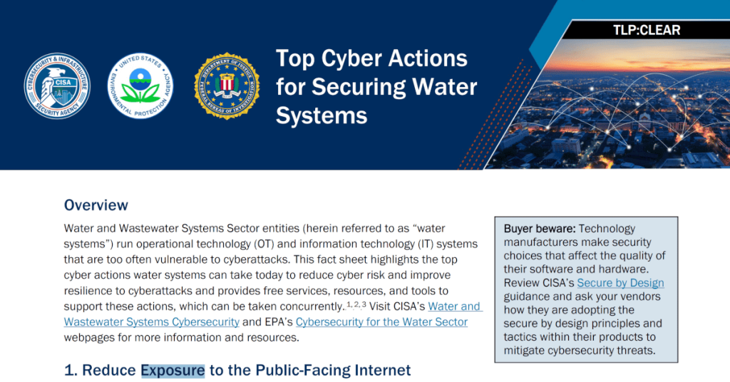 CISA: 8 Top Cyber Actions for Securing Water Systems - Agilicus